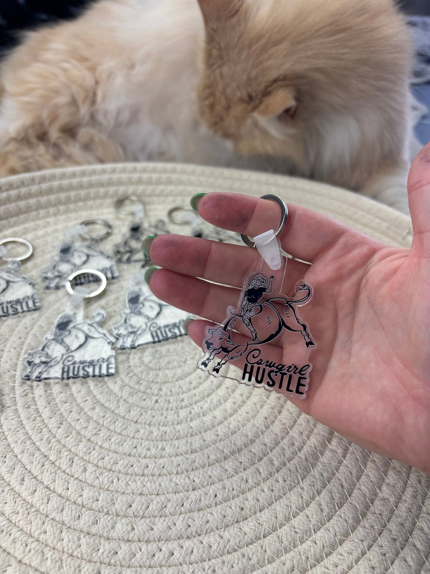 Cowgirl Hustle Bucking Keychain